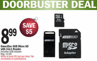 Black Friday Deal: Dane-Elec 4GB Micro SD Memory Card with 3-in-1 Reader