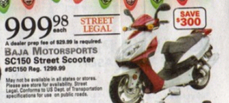 Black Friday Deal: Baja Motorsports SC150 Street Scooter - SC150